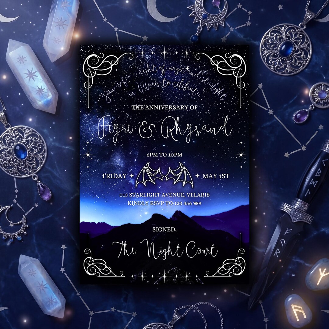 ACOTAR Night Court Invitation | Velaris Starry Night | Editable Canva ...