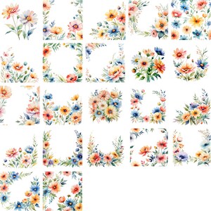 Watercolor Flower Clipart Bundle: 22 Pcs Floral Digital Elements for ...