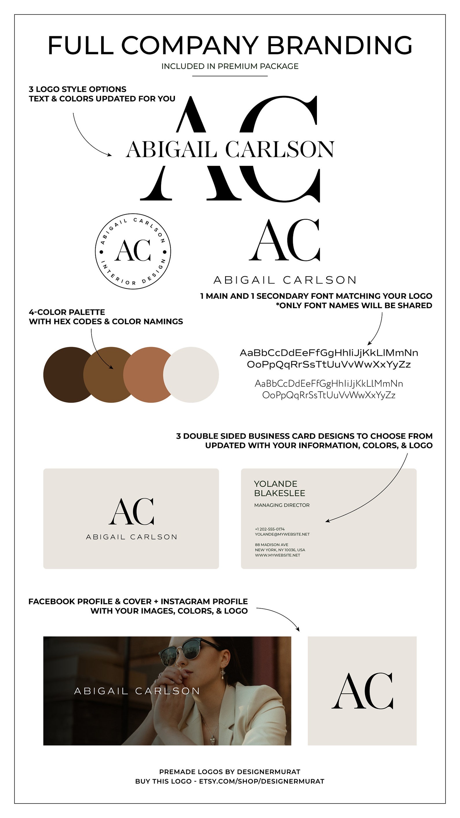 Premade Monogram Logo Design Custom Letter Mark Logo | Etsy