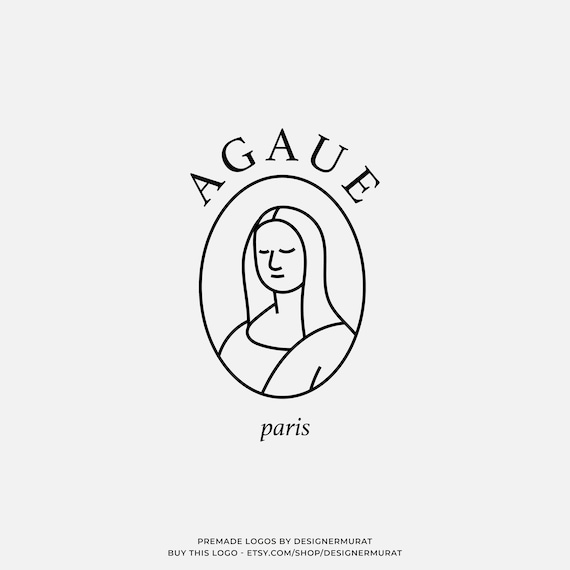 Premade Circle Line Art Mona Lisa Painting Logo Design | Etsy