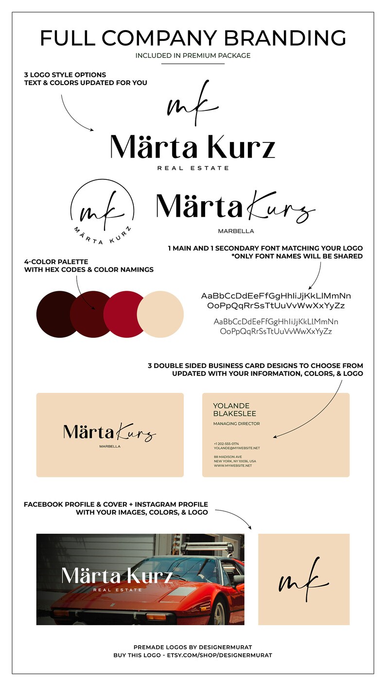 Premade Circle Script Name Letter Initials Logo Design | Etsy