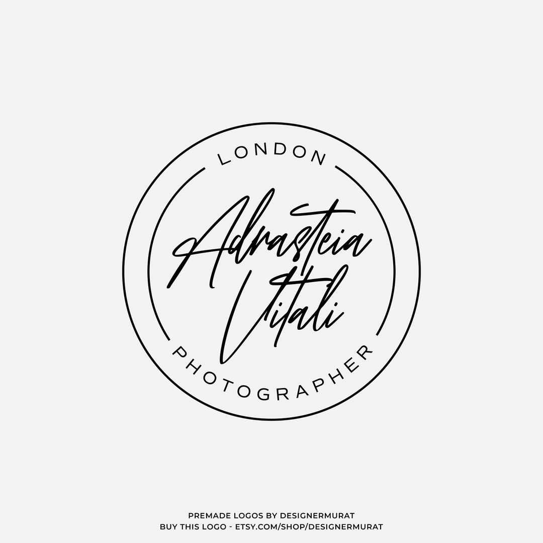 Premade Professional Photographer Script Logo, Custom Minimalist Circle ...