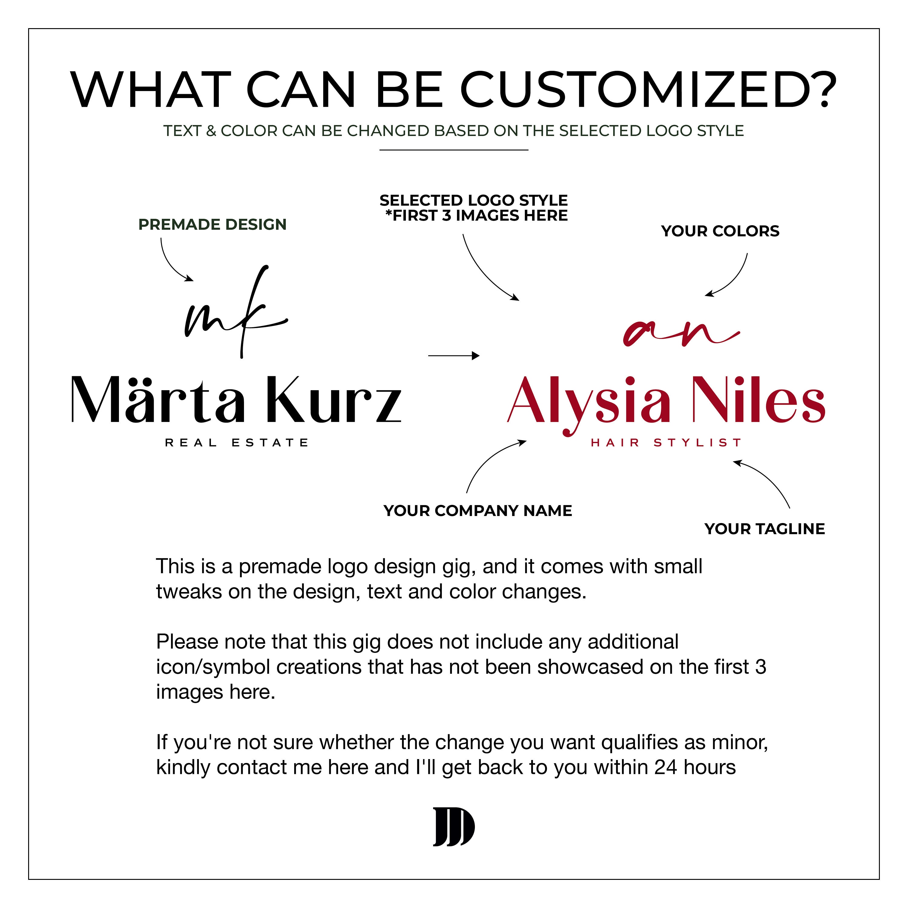 Premade Circle Script Name Letter Initials Logo Design | Etsy