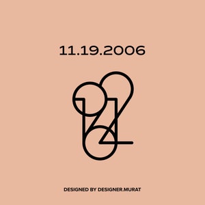 Custom Number Logo, Date Tattoo Design, Wedding Date Monogram Drawing ...