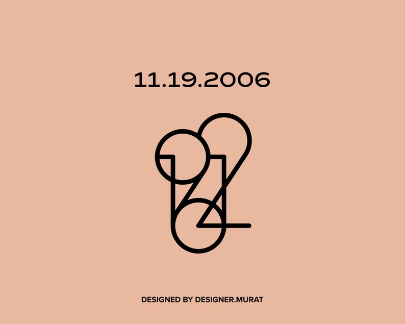 Custom Number Logo Date Tattoo Design Wedding Date Monogram - Etsy