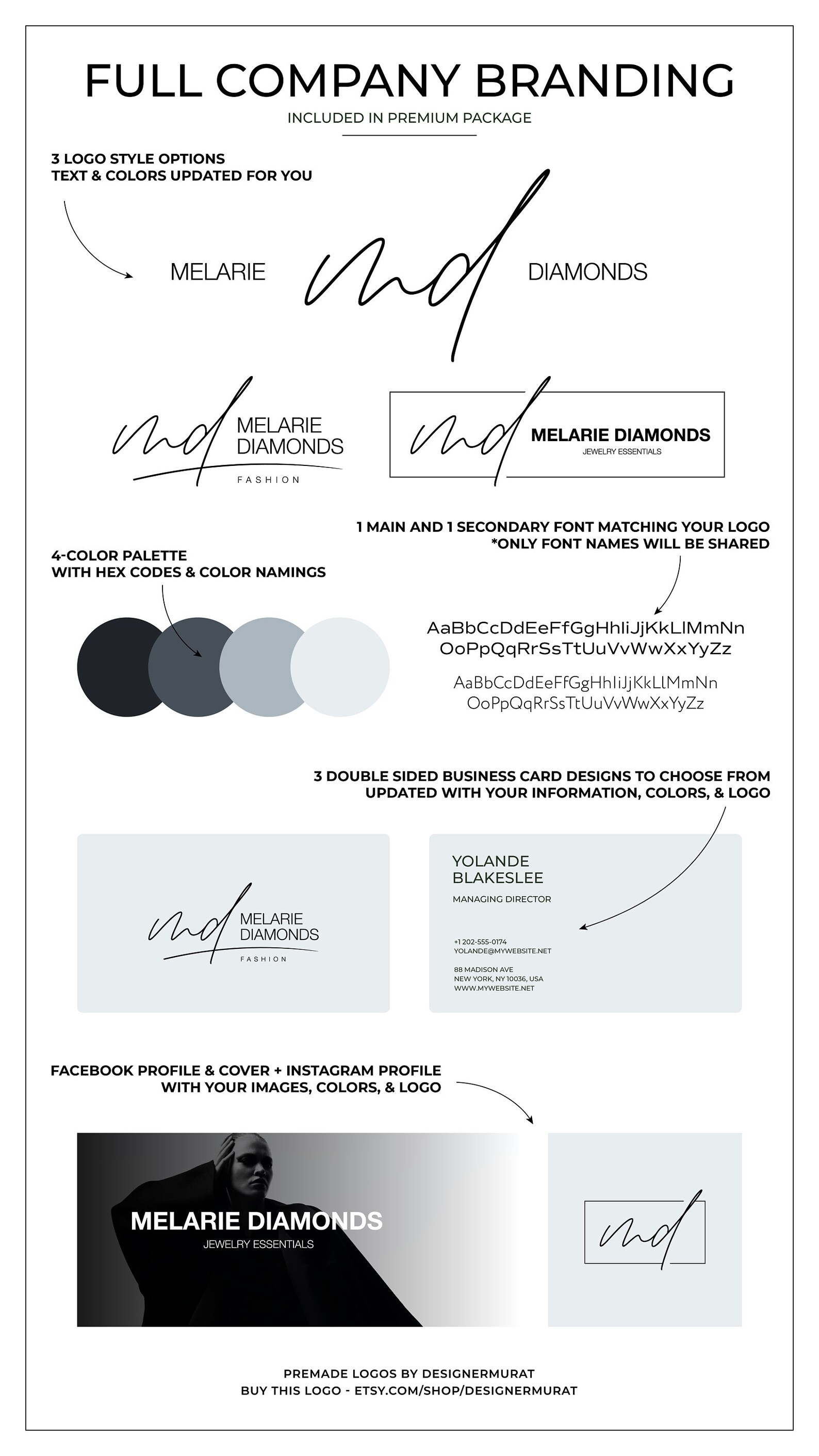 Premade Signature Monogram Logo Design Template Minimalist | Etsy