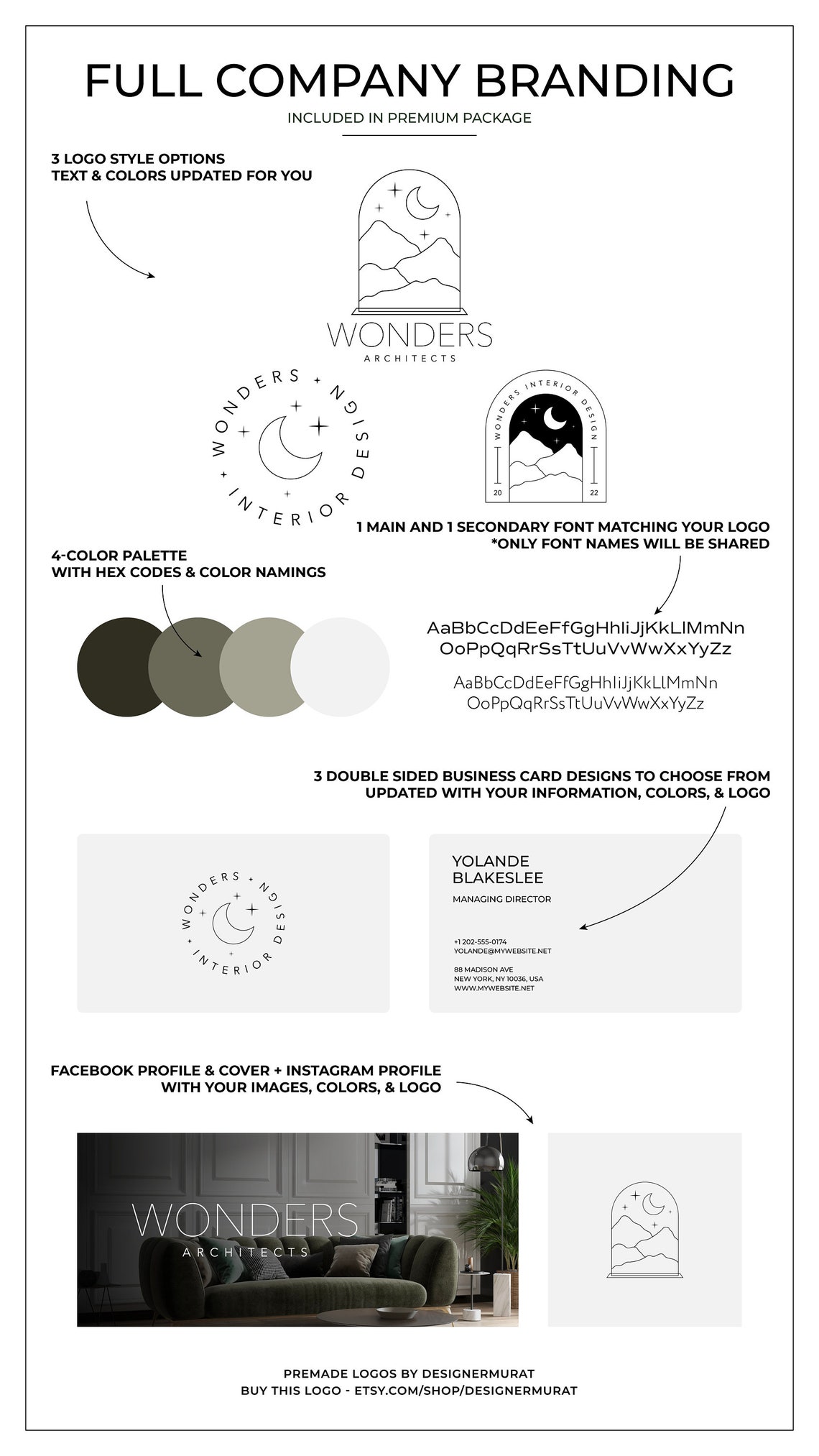 Premade Circle Architect Logo Design Template Modern Interior | Etsy