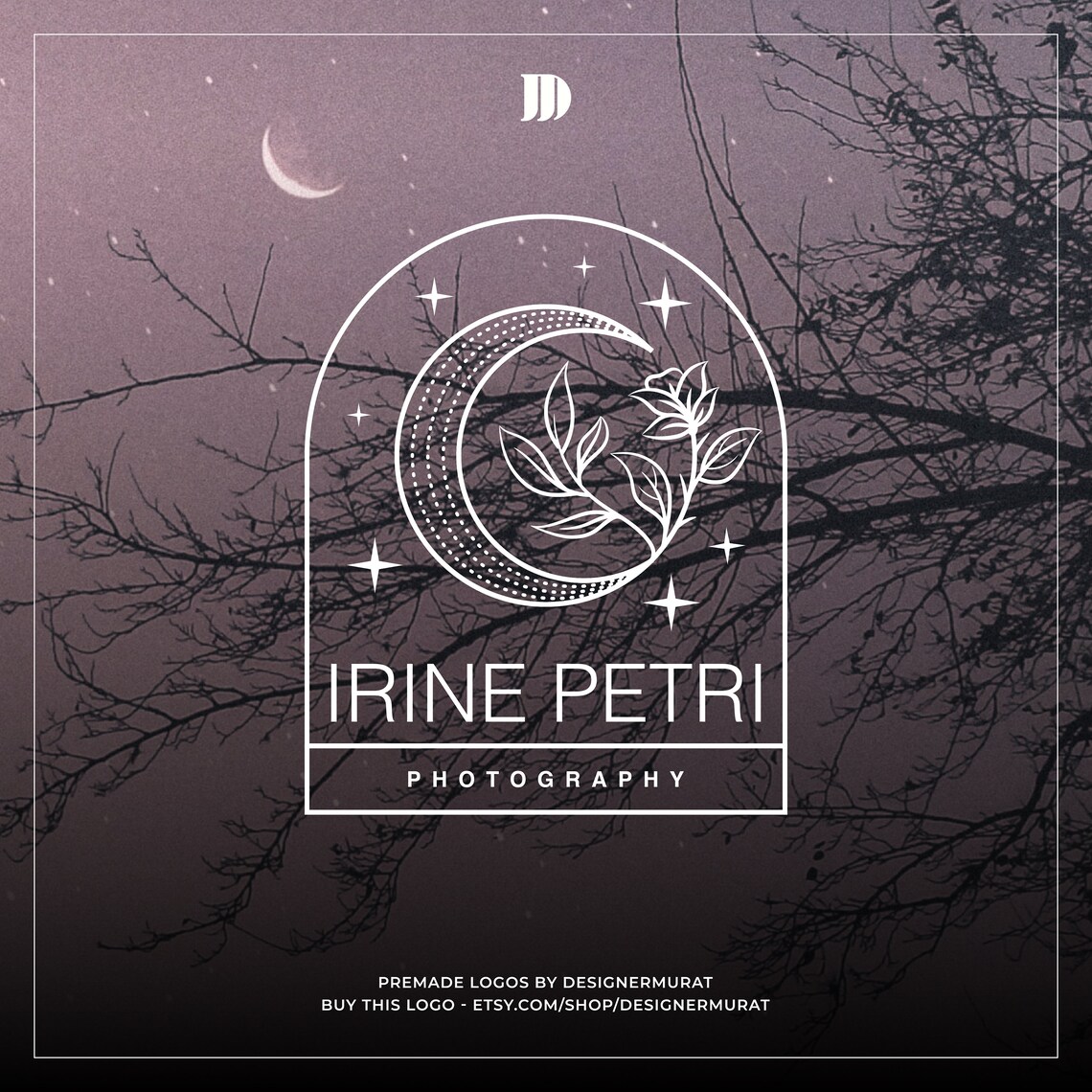 Premade Feminine Circle Moon Leaf Logo Design Template | Etsy