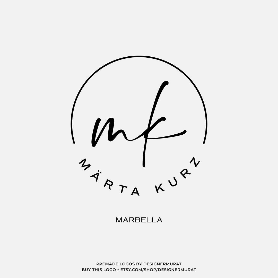 Premade Circle Script Name Letter Initials Logo Design, Monogram Stamp ...