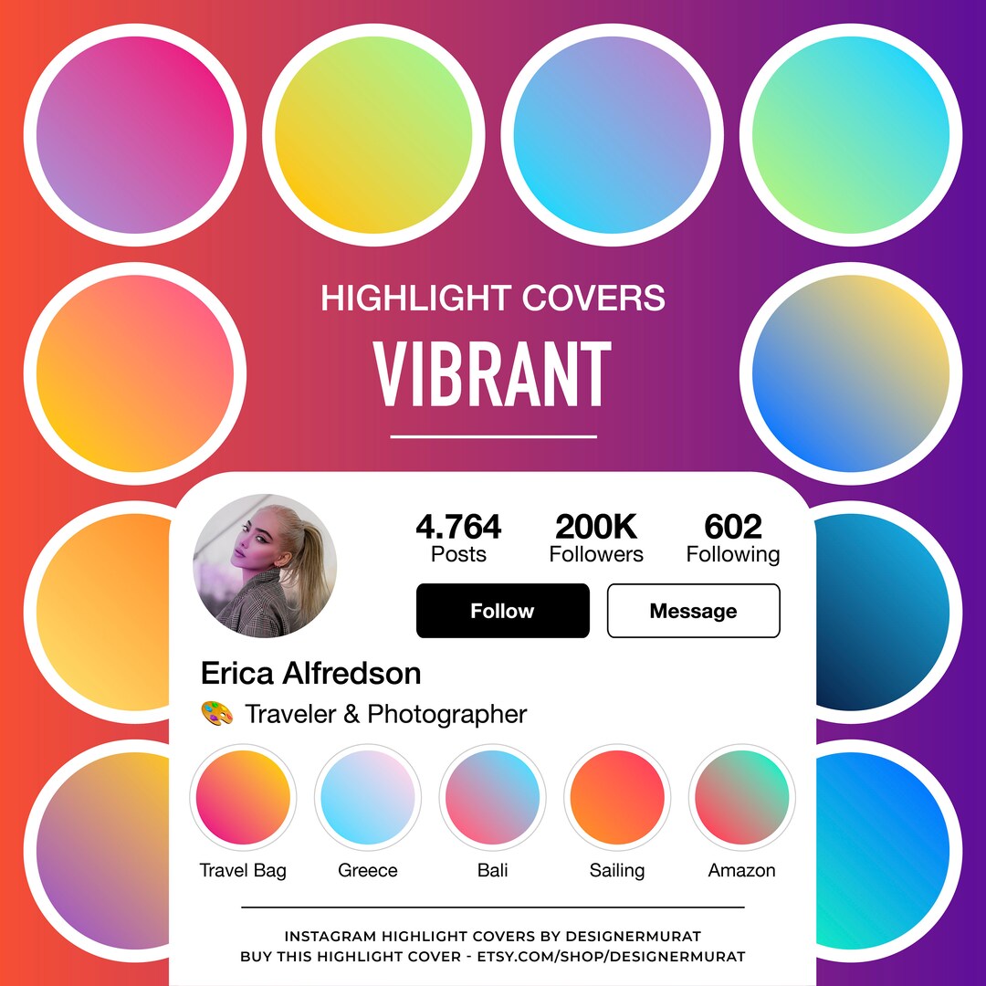 20 Vibrant Gradient Colors Instagram Story Highlights, Abstract IG ...