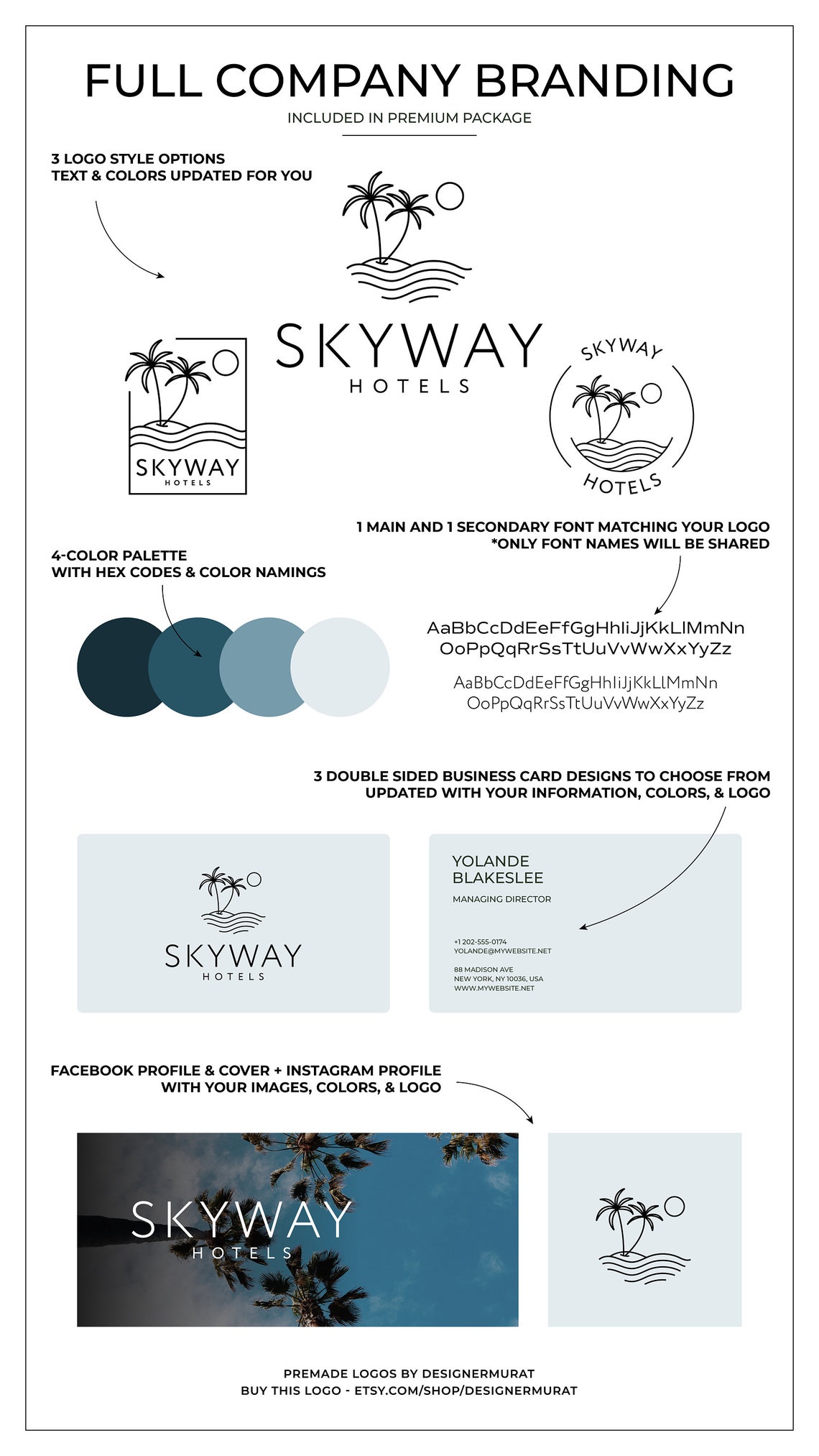 Premade Minimalist Hotel Business Logo Design Template Modern - Etsy