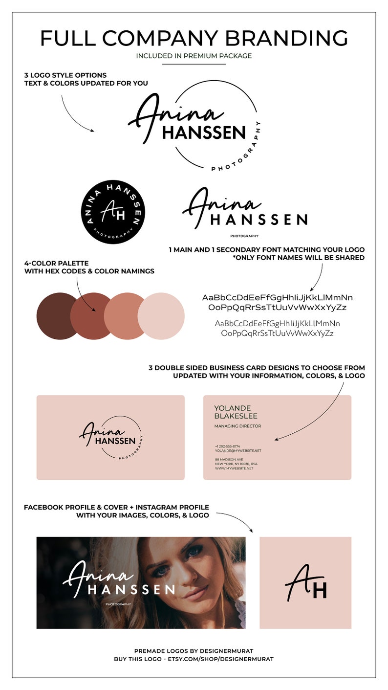 Premade Modern Script Photographer Logo Design Custom - Etsy