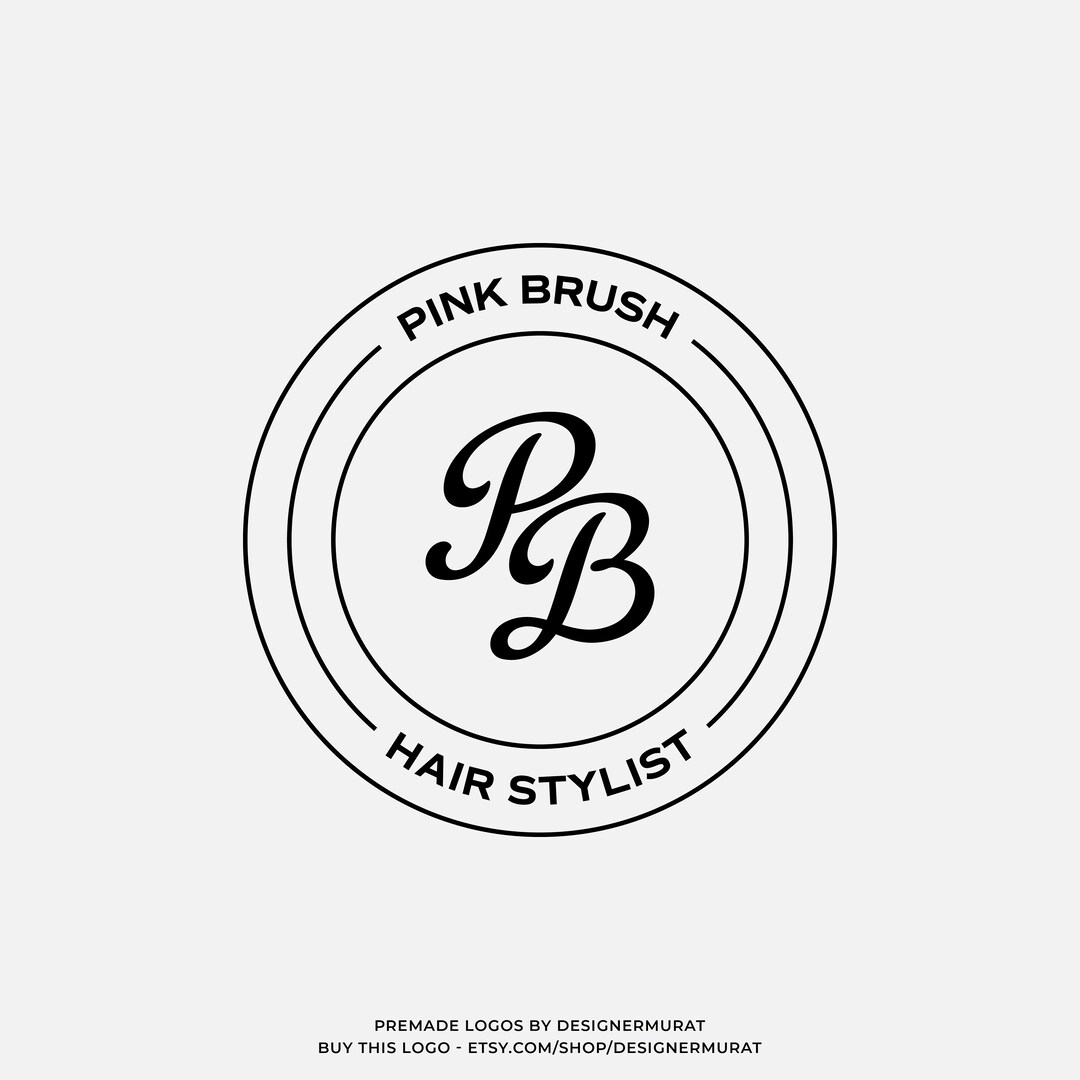 Premade Modern Hair Stylist Script Monogram Circle Logo Design, Custom ...