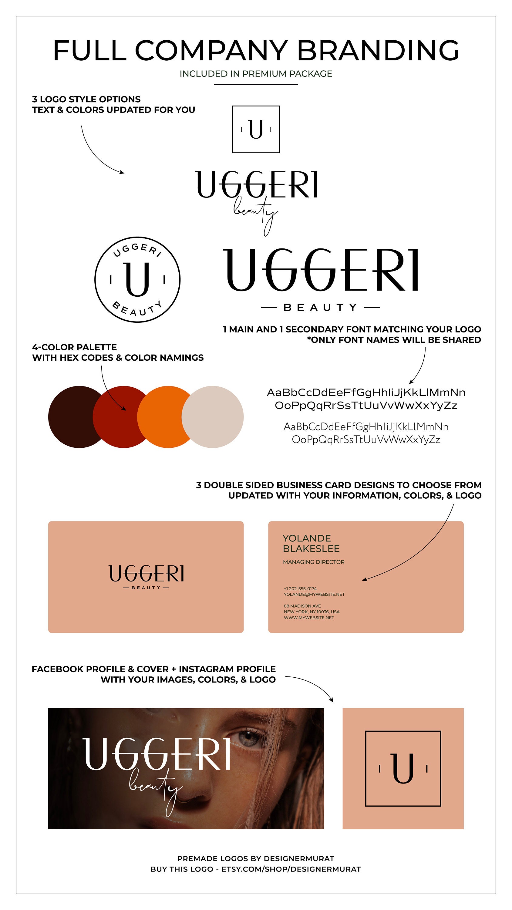 Premade Minimalist Wordmark Logo Design Custom Text Logo - Etsy