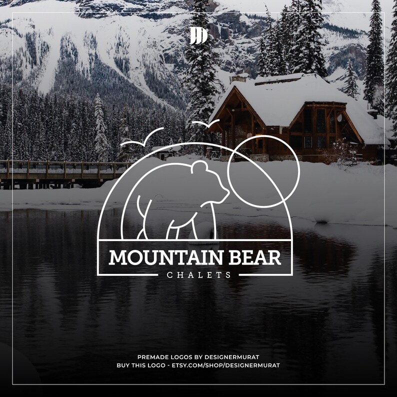 Premade Modern Chalet Hotel Logo Design Template Minimalist - Etsy