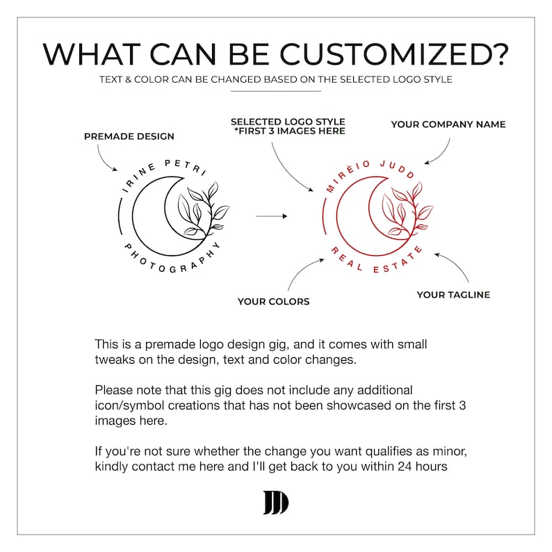 Premade Feminine Circle Moon Leaf Logo Design Template | Etsy