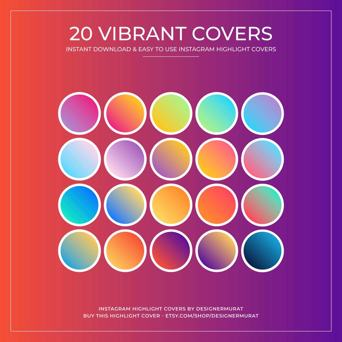 20 Vibrant Gradient Colors Instagram Story Highlights - Etsy