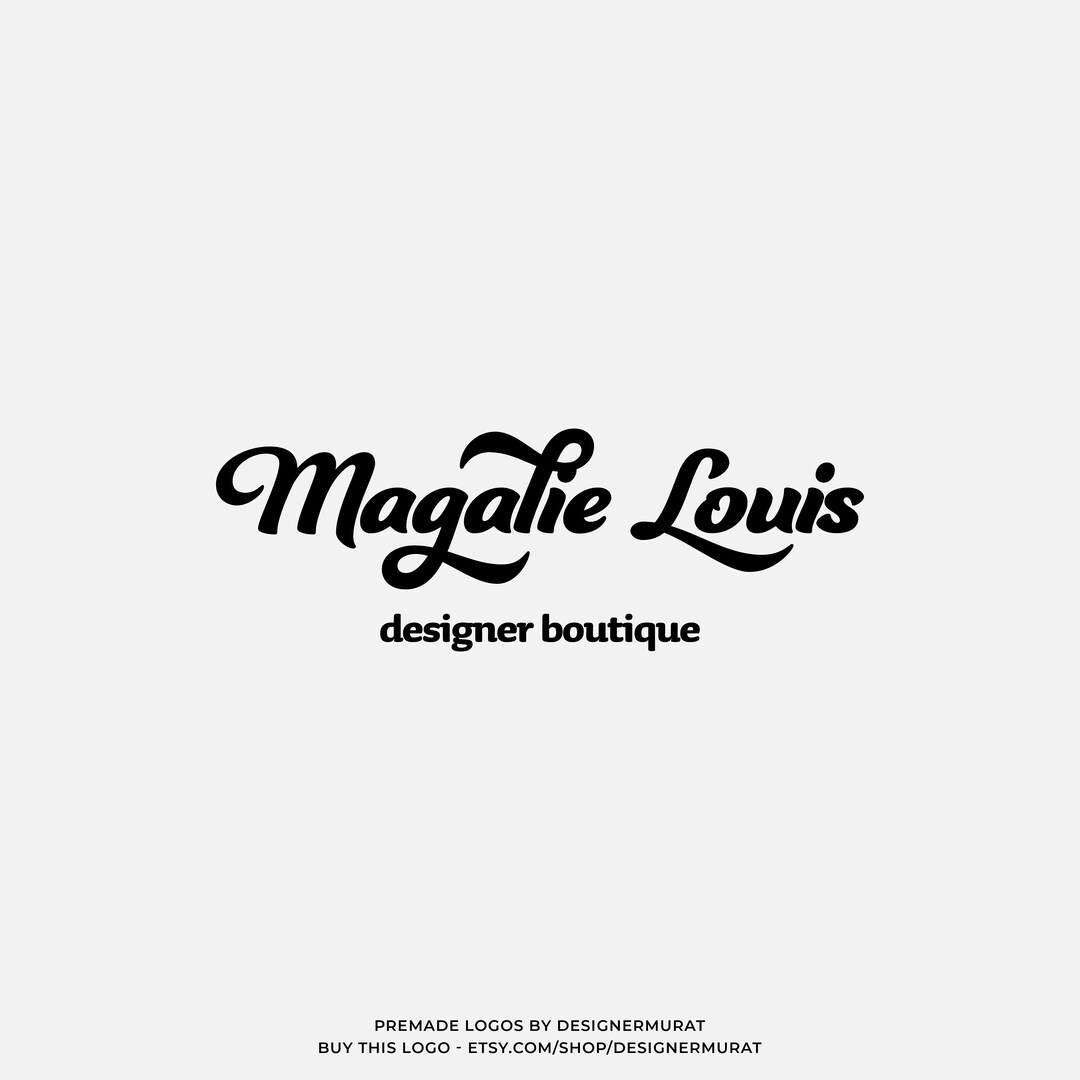 Premade Modern Wordmark Logo Design, Feminine Script Font Text Logo ...