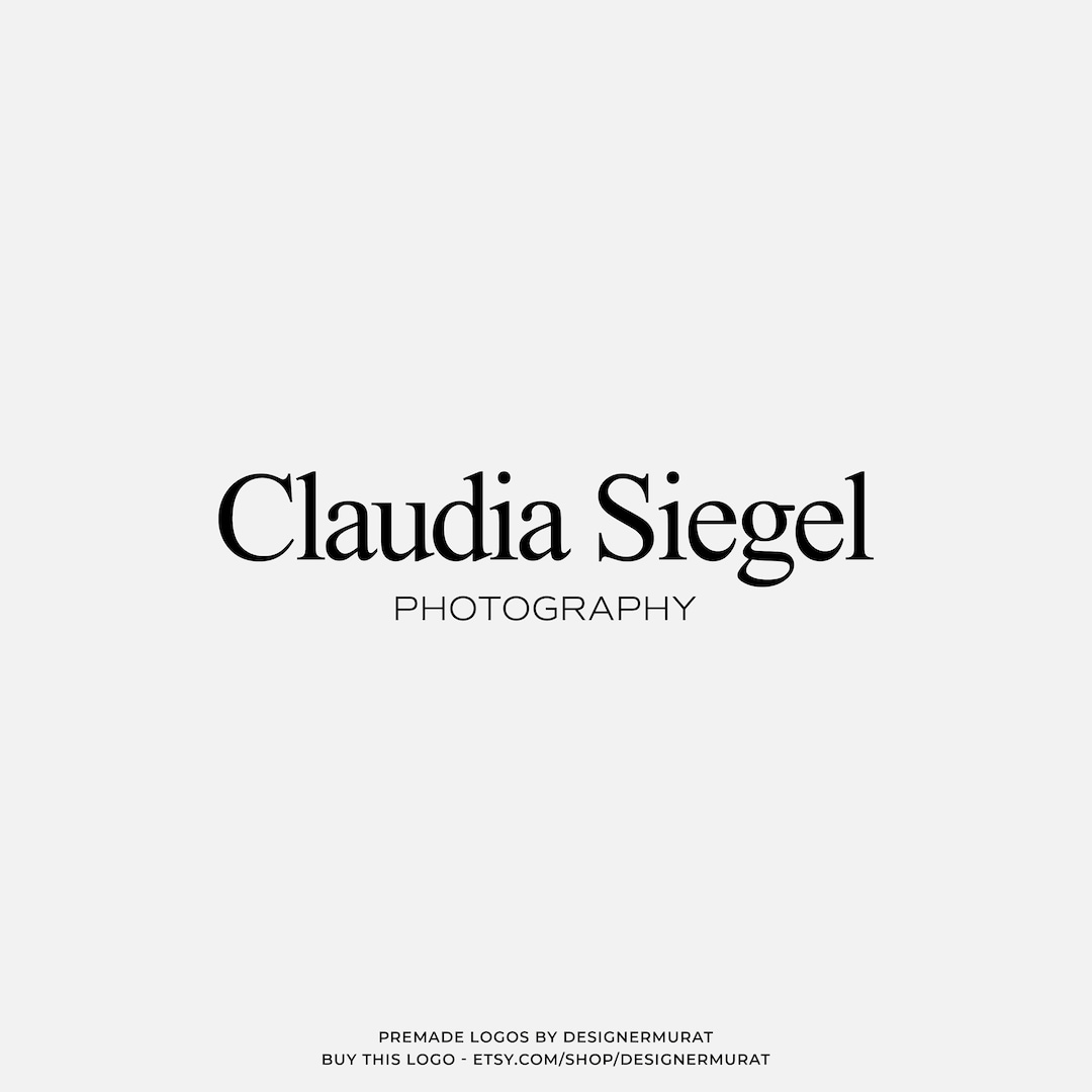 Premade Minimalist Photographer Text Logo, Custom Simple Clean ...