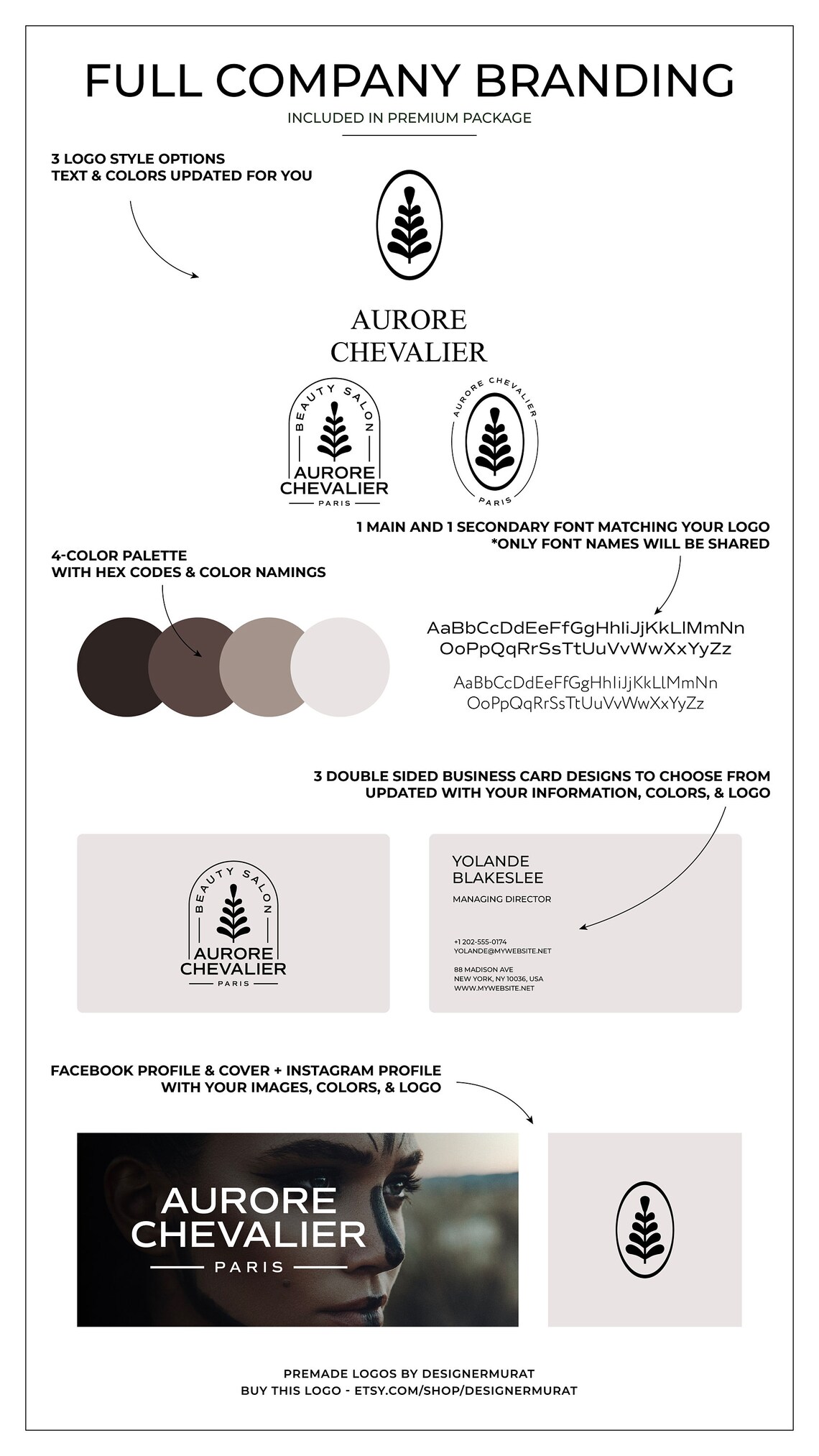 Premade Minimalist Oval Circular Tree Logo Design Custom - Etsy