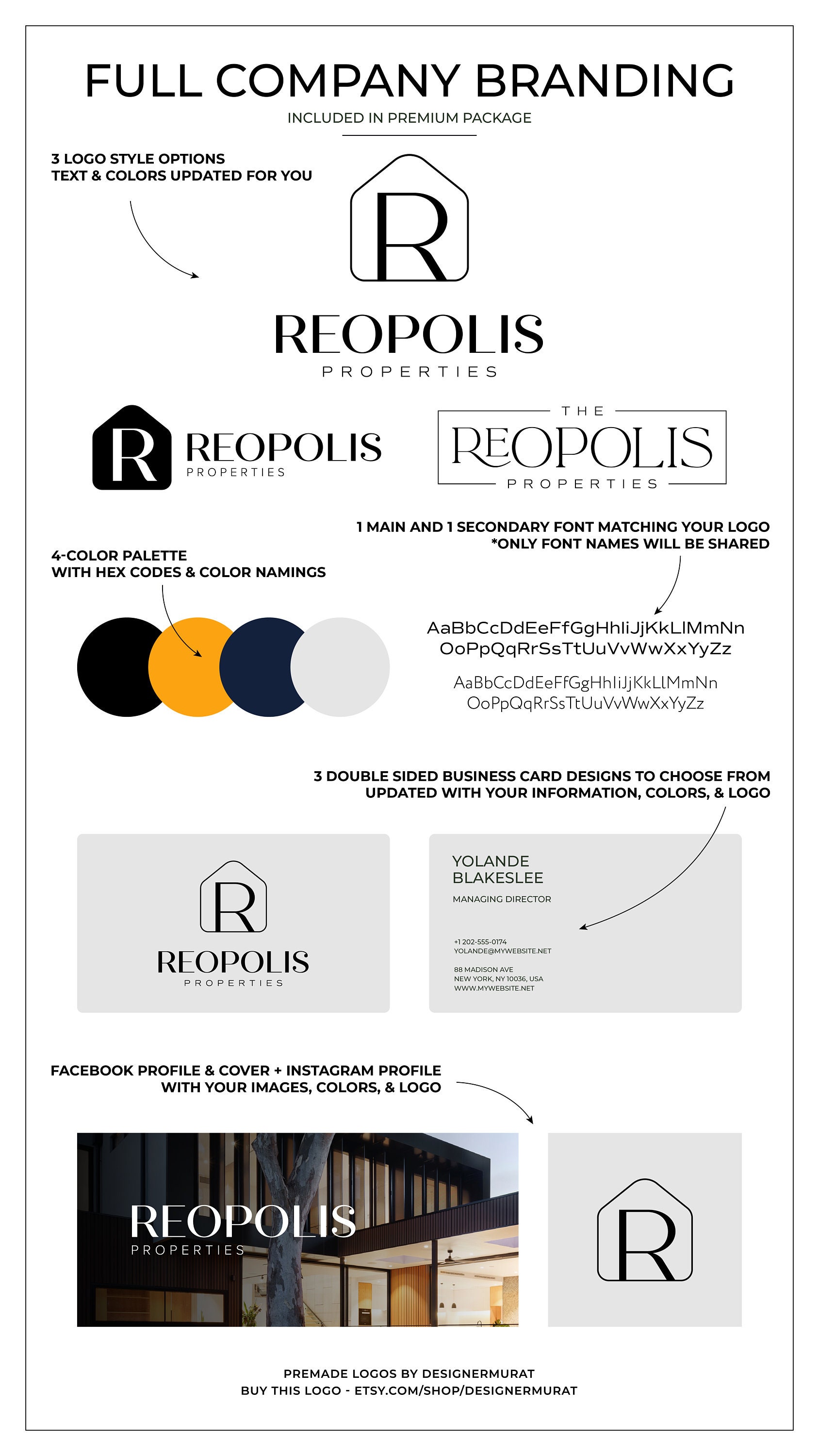 Premade Modern Wordmark Logo Design Real Estate Broker Logo | Etsy