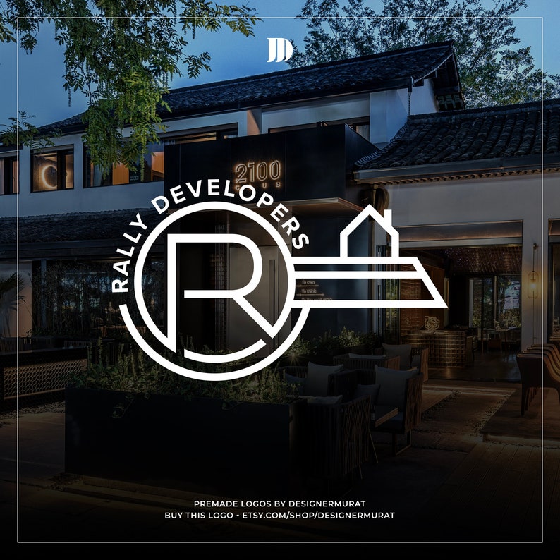 Premade Modern Home Key Logo Design Template House Initials | Etsy