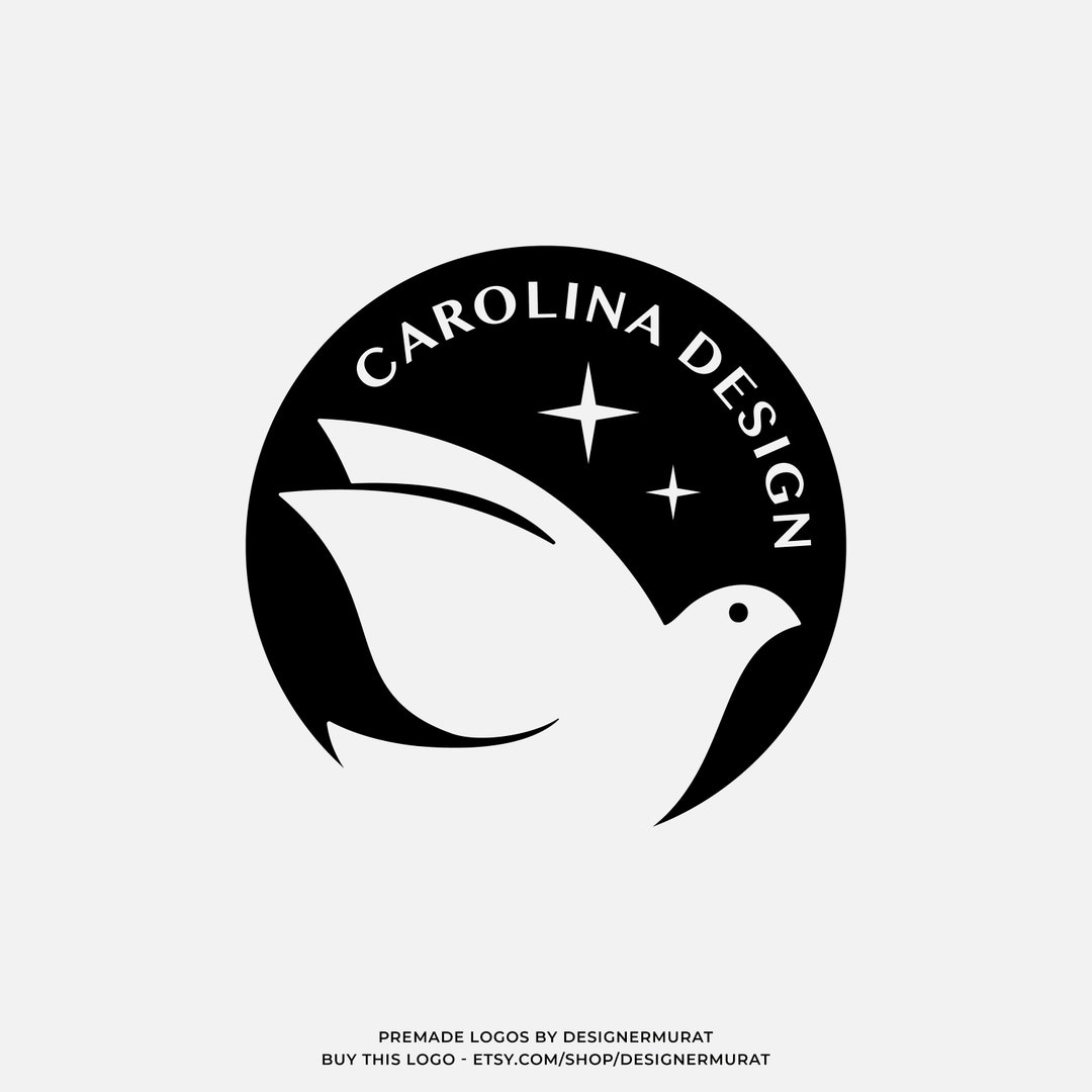 Dove Silhouette Logo: Circle Bird Stars Premade Design - Etsy
