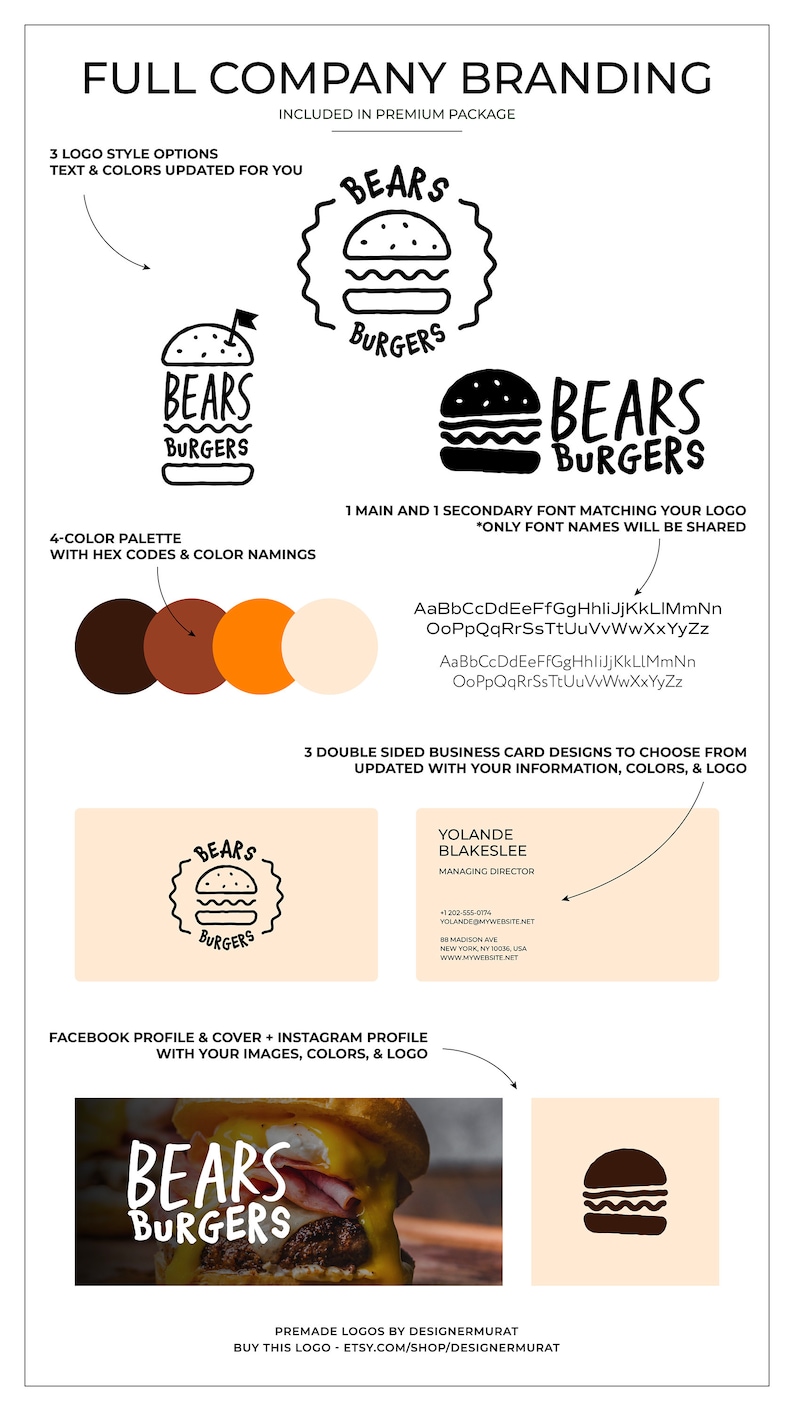 Premade Circle Fast Food Logo Design Template Custom Stamp - Etsy