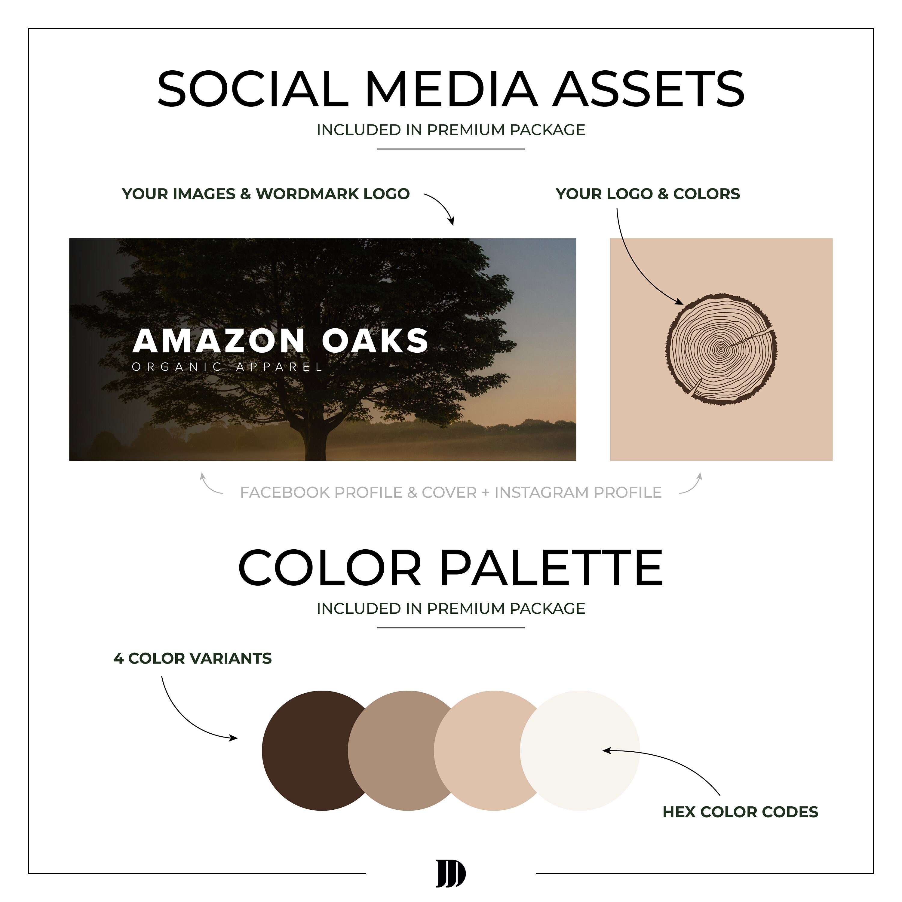 Premade Modern Tree Trunk Logo Design Template Oak Tree - Etsy
