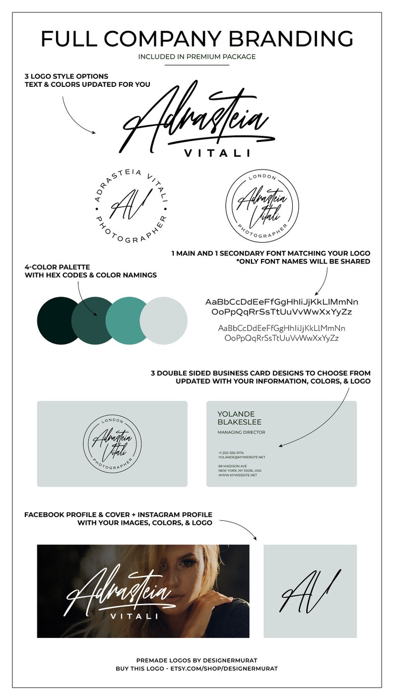 Premade Professional Photographer Script Logo Custom - Etsy