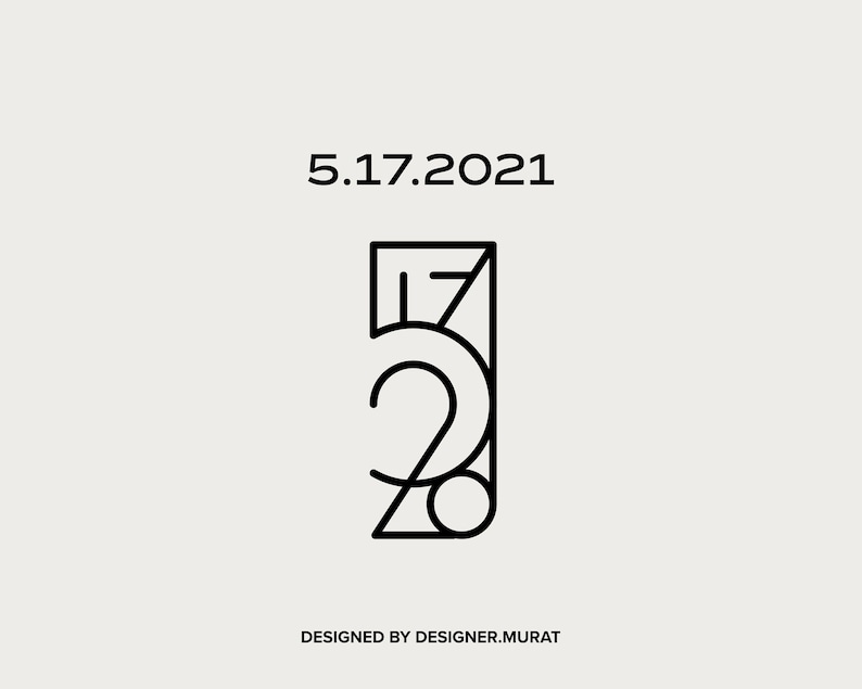 Custom Number Logo Date Tattoo Design Wedding Date Monogram - Etsy