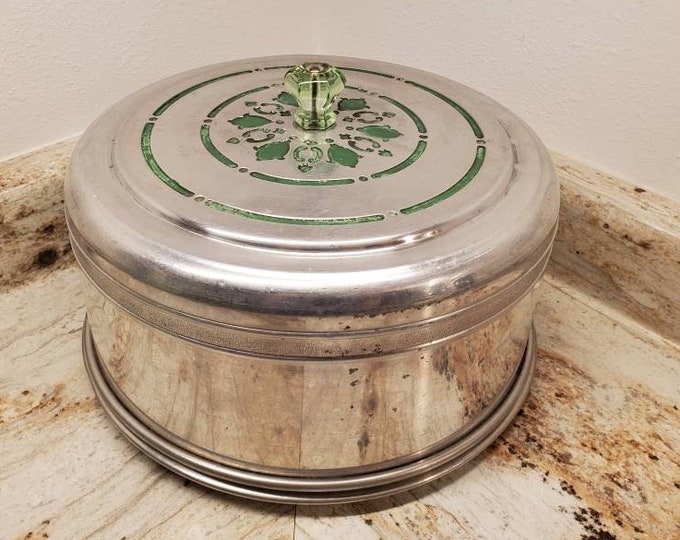 Mirro Spun Aluminum Cake Carrier, Complete With Plate & Lid Cover ...