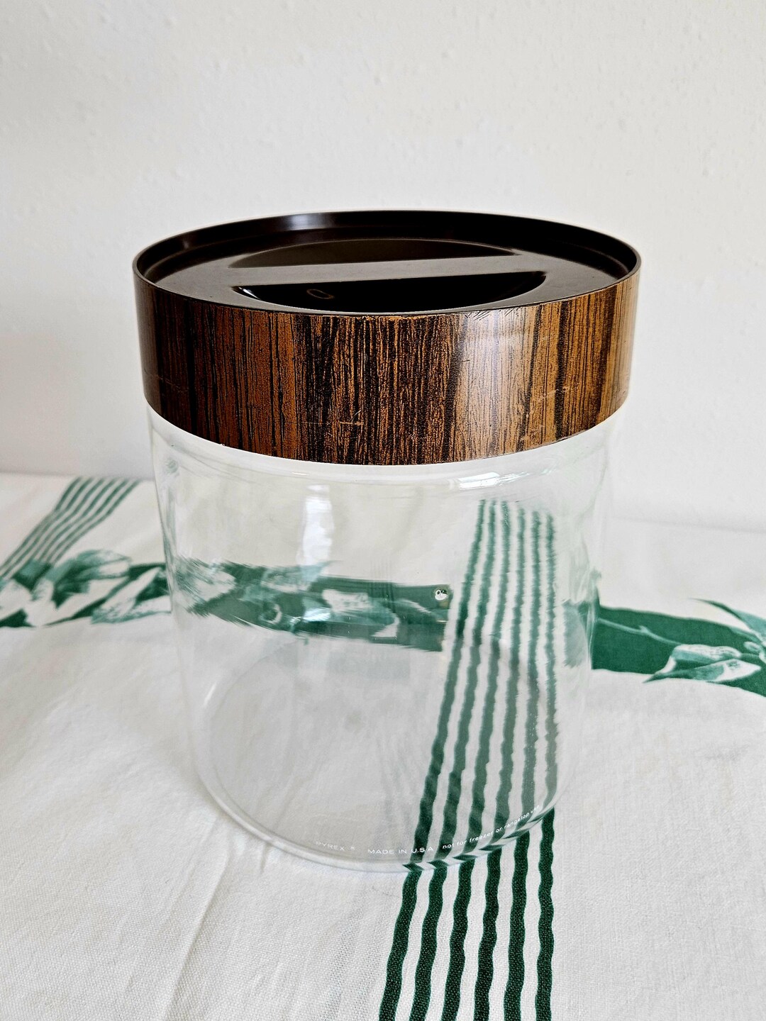 Pyrex Glass See N Store Woodgrain 7" Tall Glass Canister With Lid - Etsy