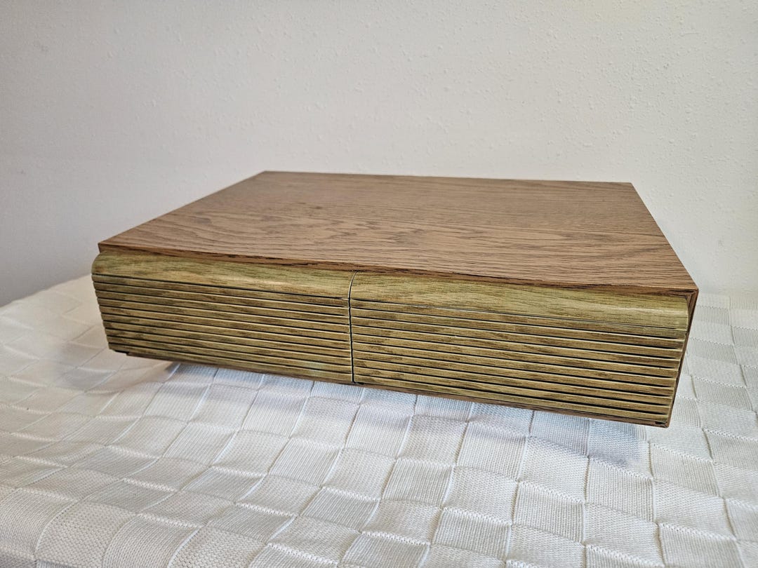 Cassette Tape Storage Cabinet in Faux Woodgrain Finish, Holds 40 ...