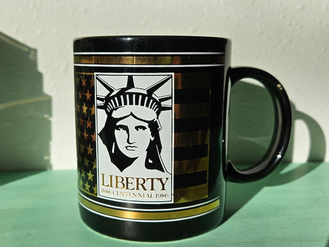 Statue of Liberty Mug, 1982 Black & Gold Statue of Liberty Cup - Etsy