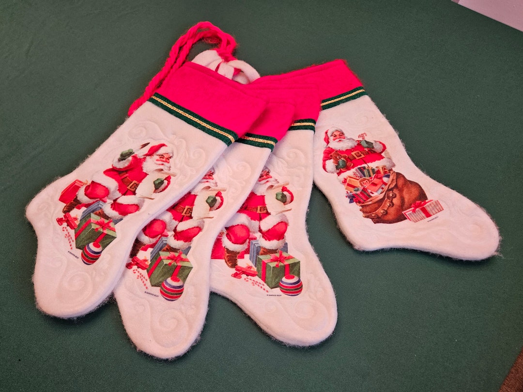 Santa's Best Stockings Featuring Santa With Gifts Set of - Etsy
