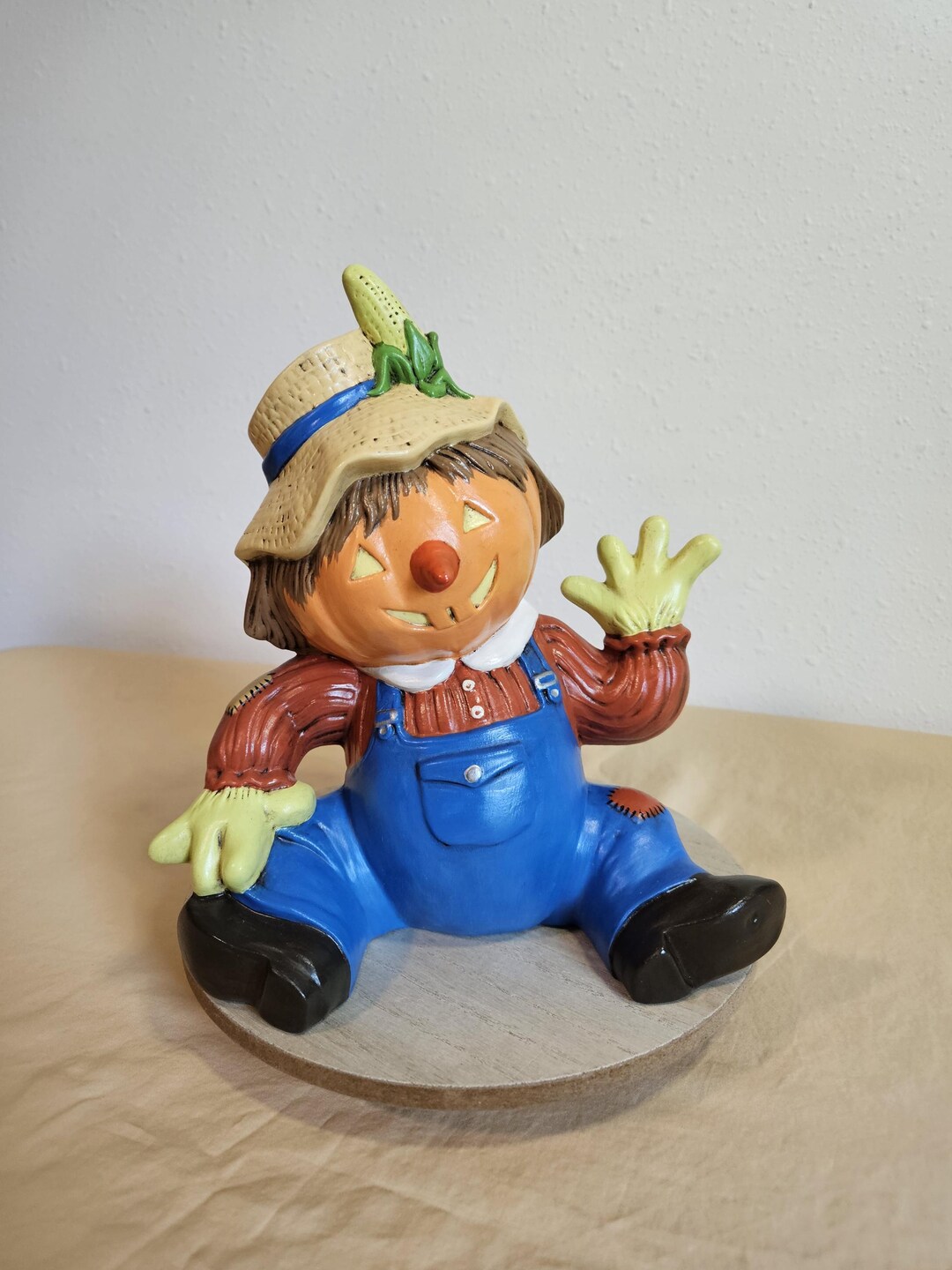 Ceramic Scarecrow Halloween Fall Figurine Decor, Waving Scarecrow - Etsy
