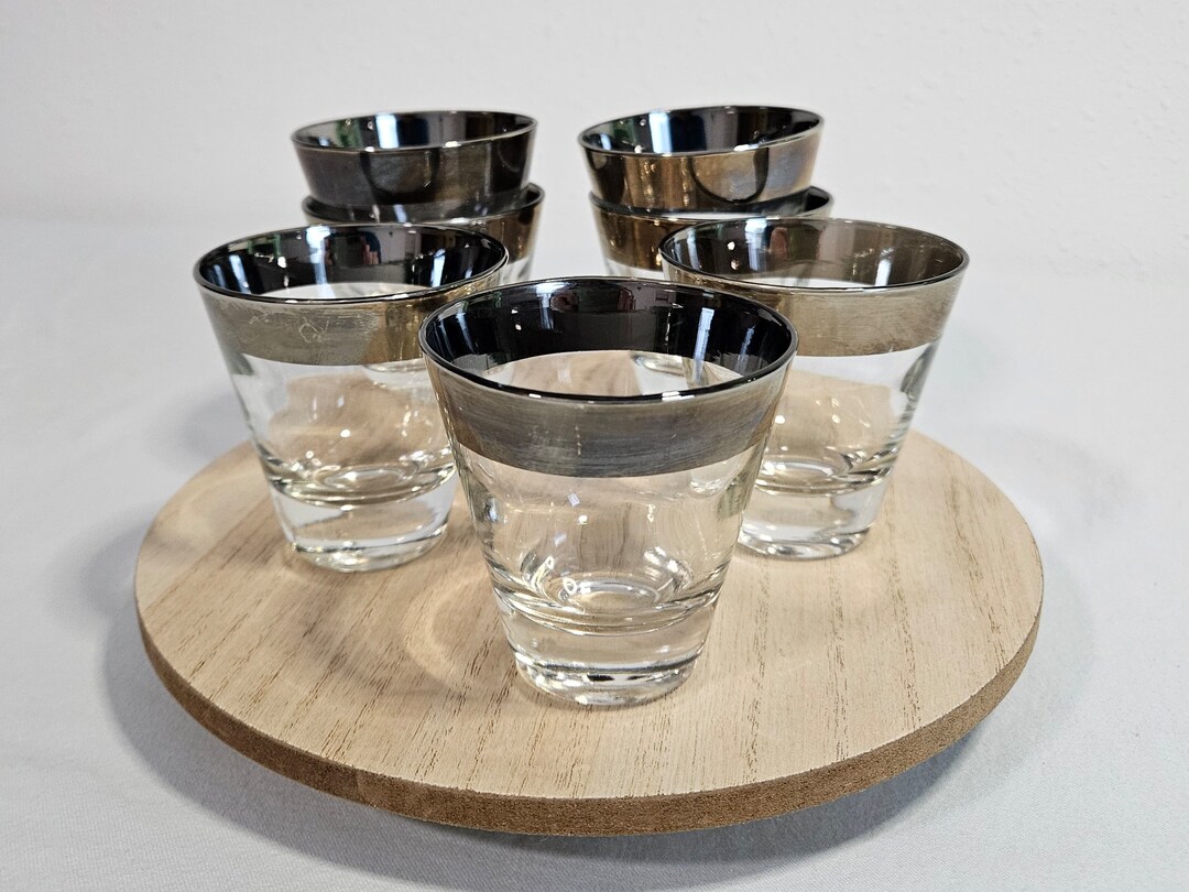 MCM Platinum Trim Queens Lusterware 4 Oz. Flat Tumblers, Set of 7 - Etsy