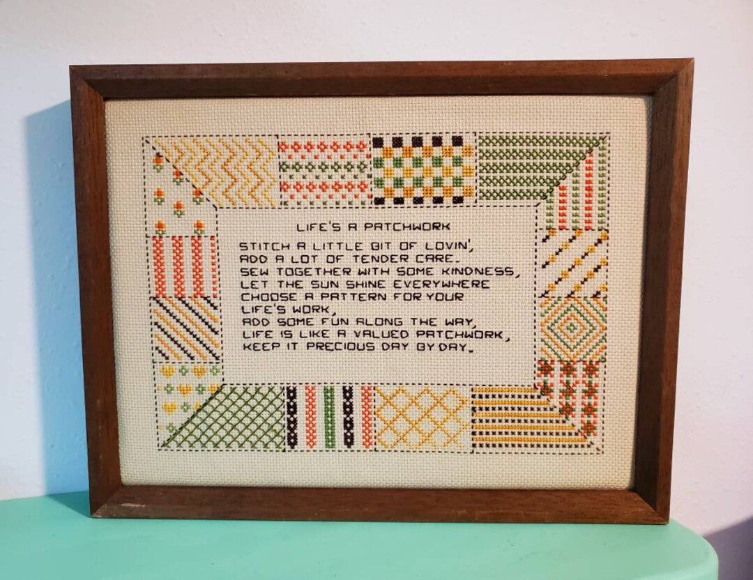 Life's a Patchwork Poem Cross Stitch Sampler From 1984 - Etsy
