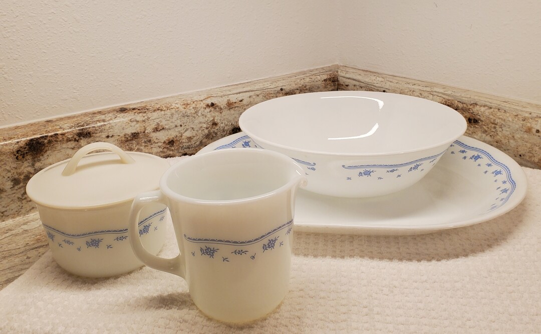 Corelle Morning Blue Choose From 8" Serving Bowl, Platter or Cream ...