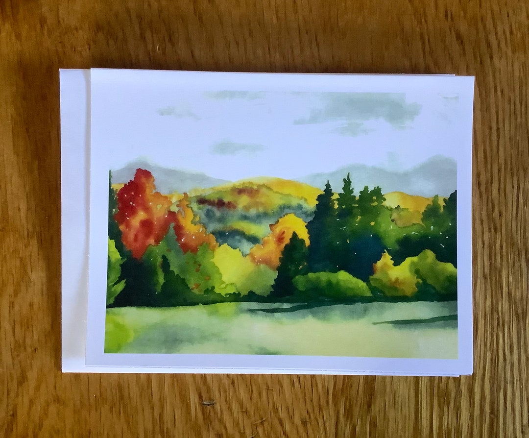 6 Pack Foliage Watercolor Note Cards, Vermont Foliage Note Cards, Blank ...