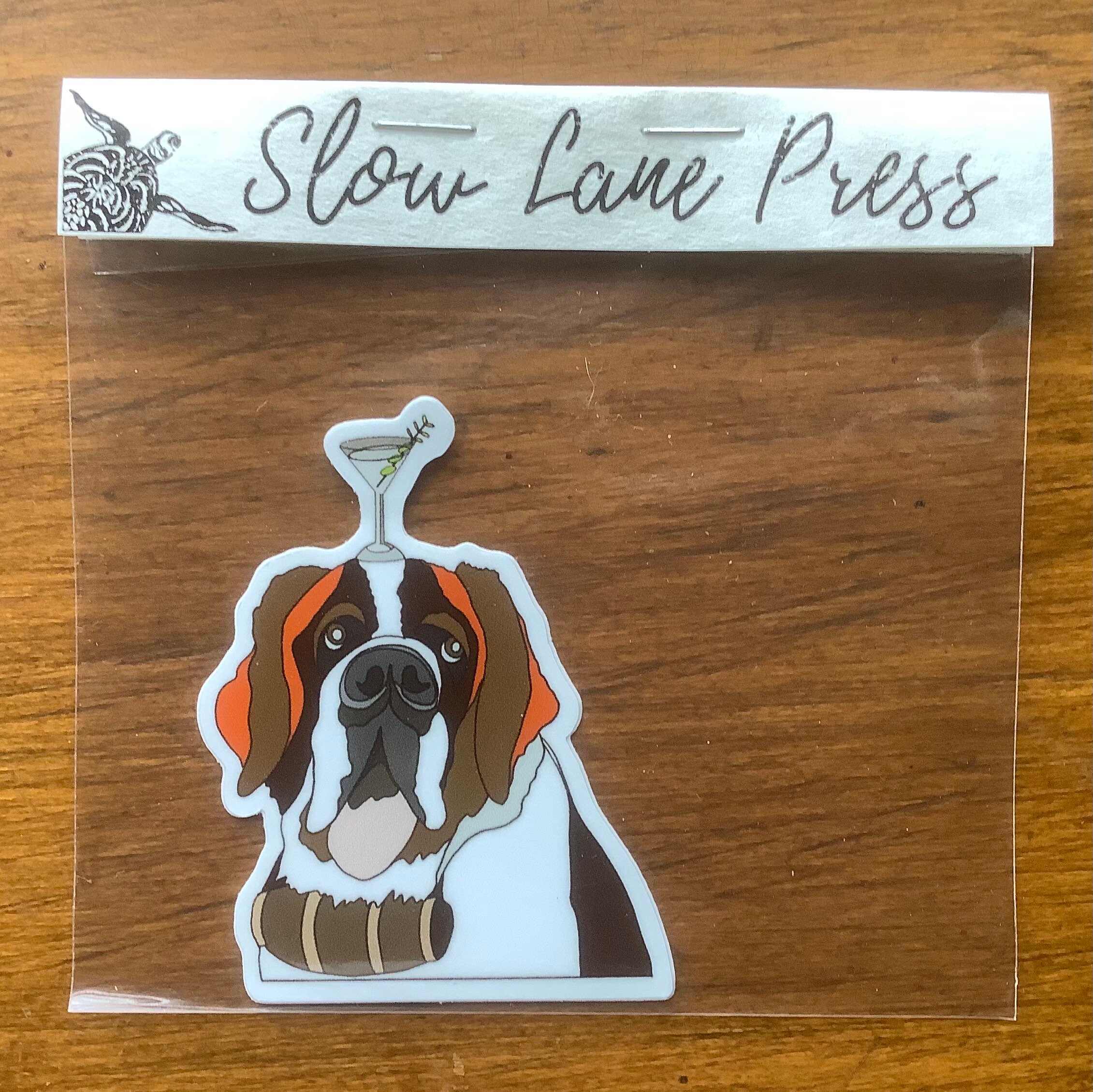 Drinking Dog Vinyl Sticker, Dog Decal, St.bernard With Martini Vinyl ...