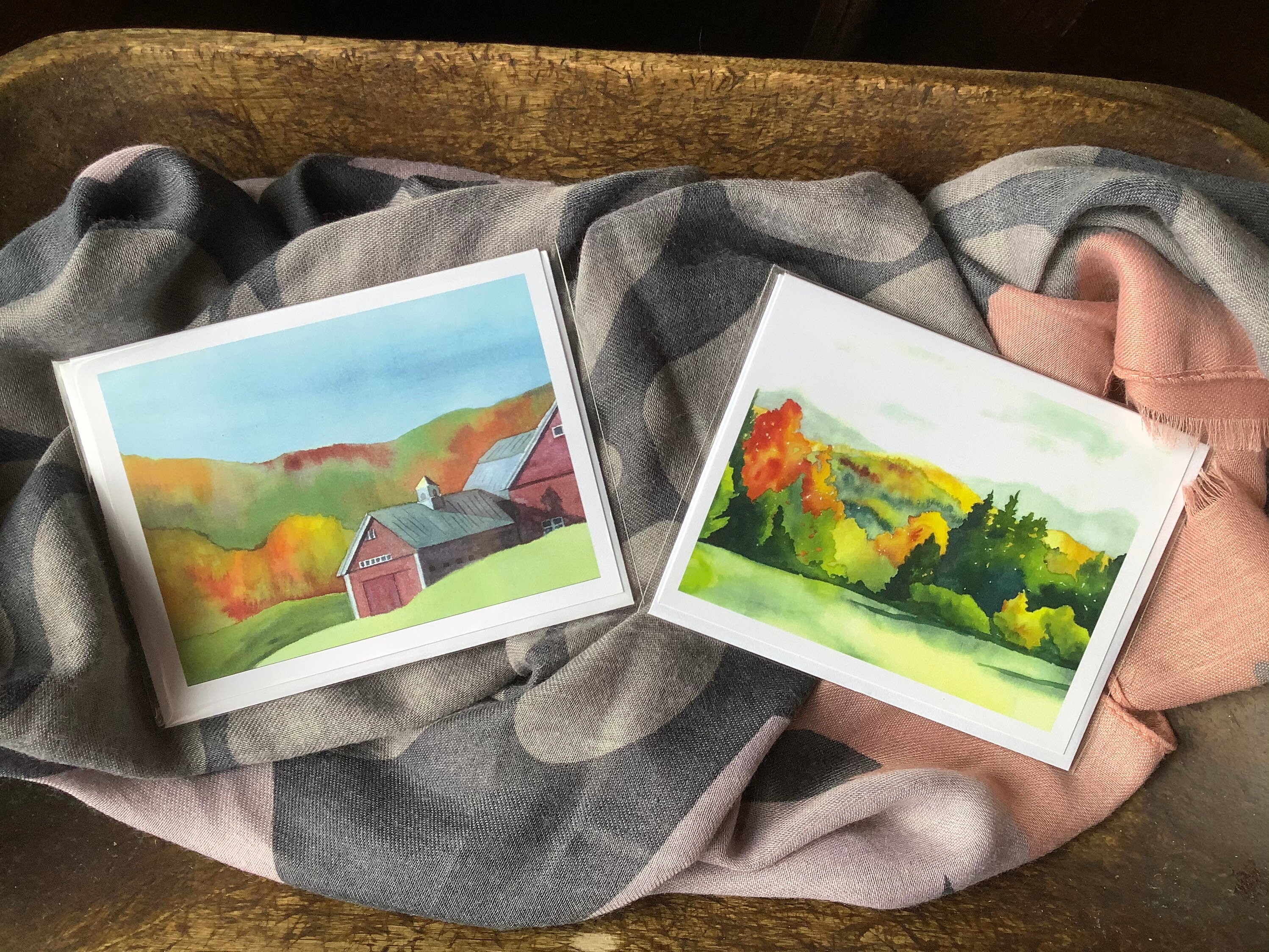 6 Pack Foliage Watercolor Note Cards, Vermont Foliage Note Cards, Blank ...