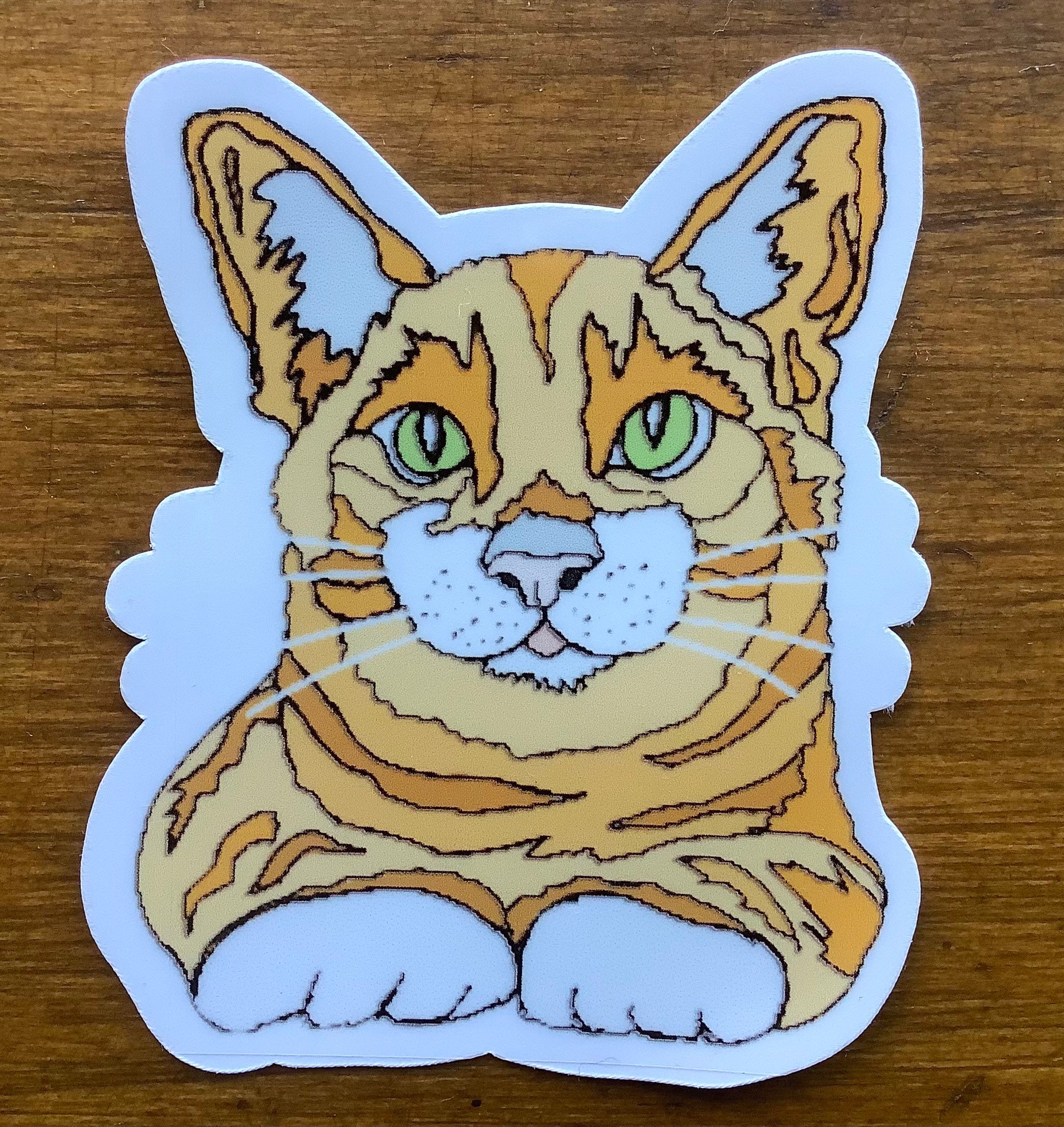 Orange Tiger Cat Vinyl Sticker, Little Angel Kitty, Cat Decal, Tongue ...
