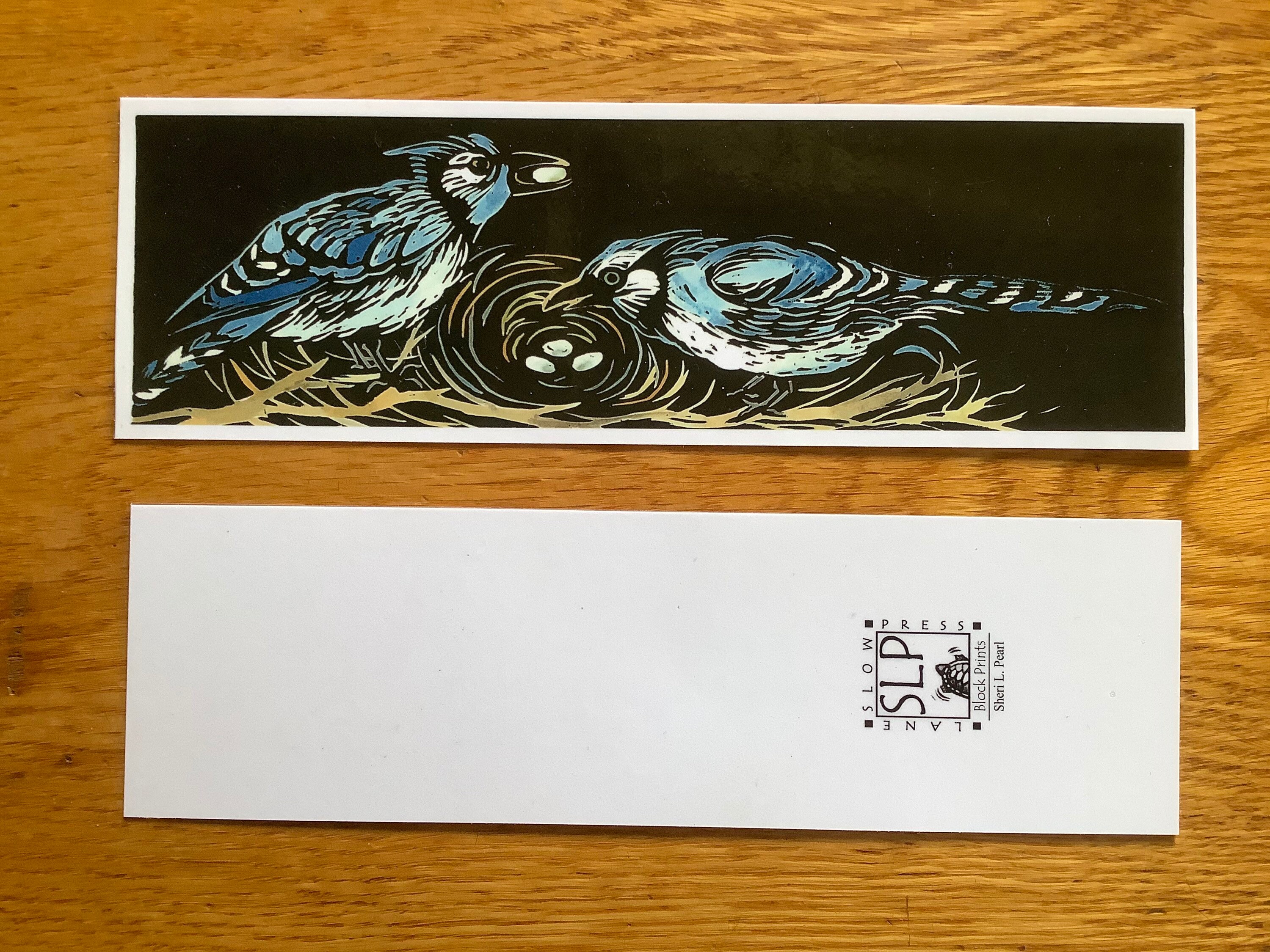 Blue Jay With Border Linocut Block Print Bookmark, Block Print Bookmark ...