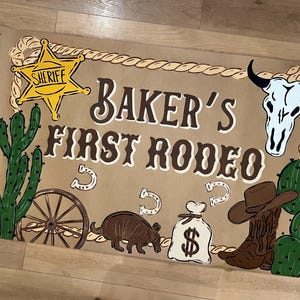 First Rodeo Theme Birthday Banner / Rodeo / Hand Painted Banner / Brown ...