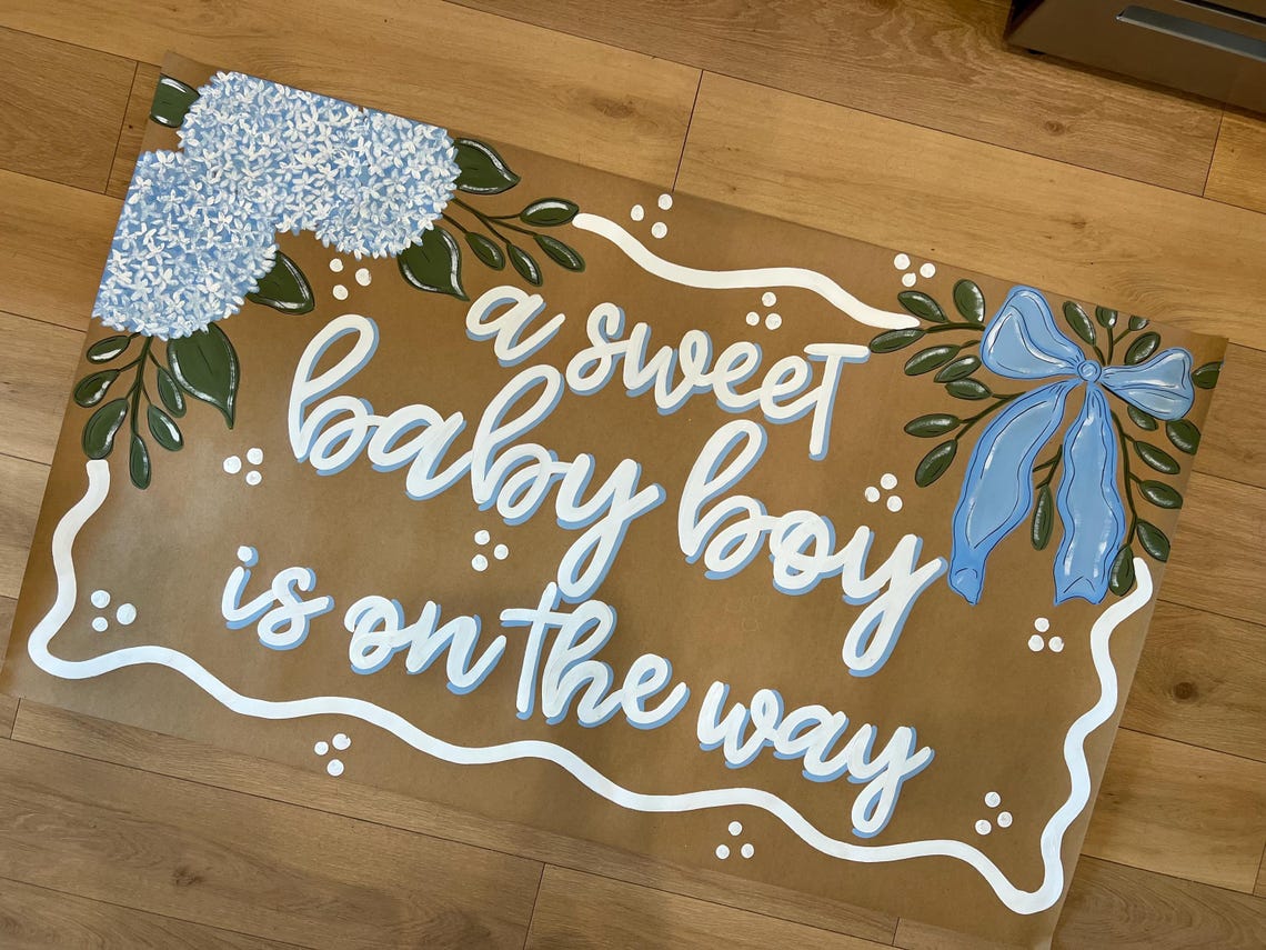 A Sweet Baby Boy is on the Way Banner / Baby Shower / Hand Painted ...