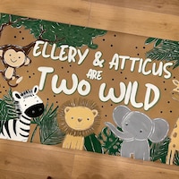 Editable Party Animals Birthday Backdrop Banner Safari Animals Girl Two ...