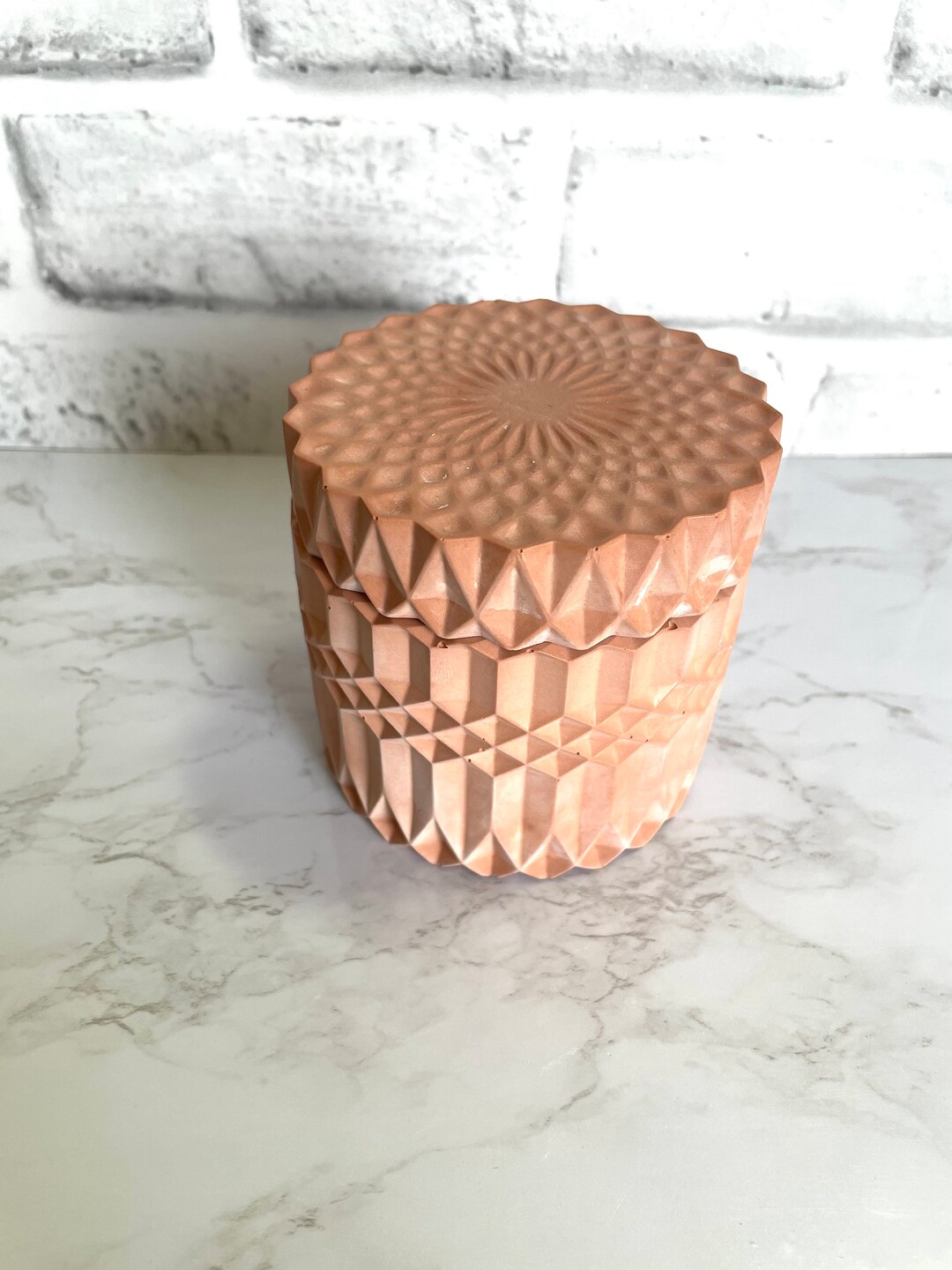 Jar With Lid, Geometric Jar, Red Chalky Look - Etsy