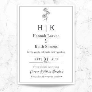 Editable Wedding Invitation and RSVP Card Template, Simple and Modern ...